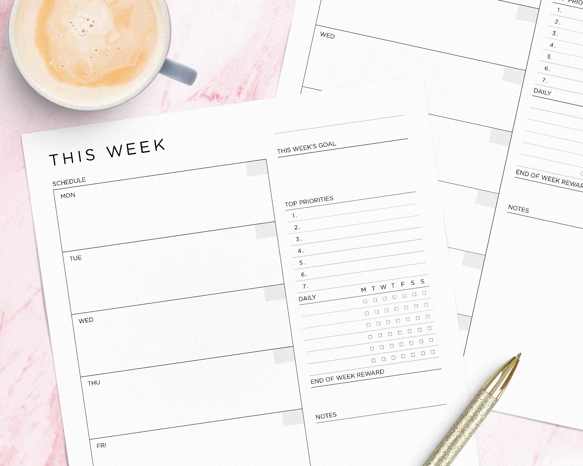 Printable Weekly Planner, Undated Weekly Agenda, Weekly Organizer to Do ...