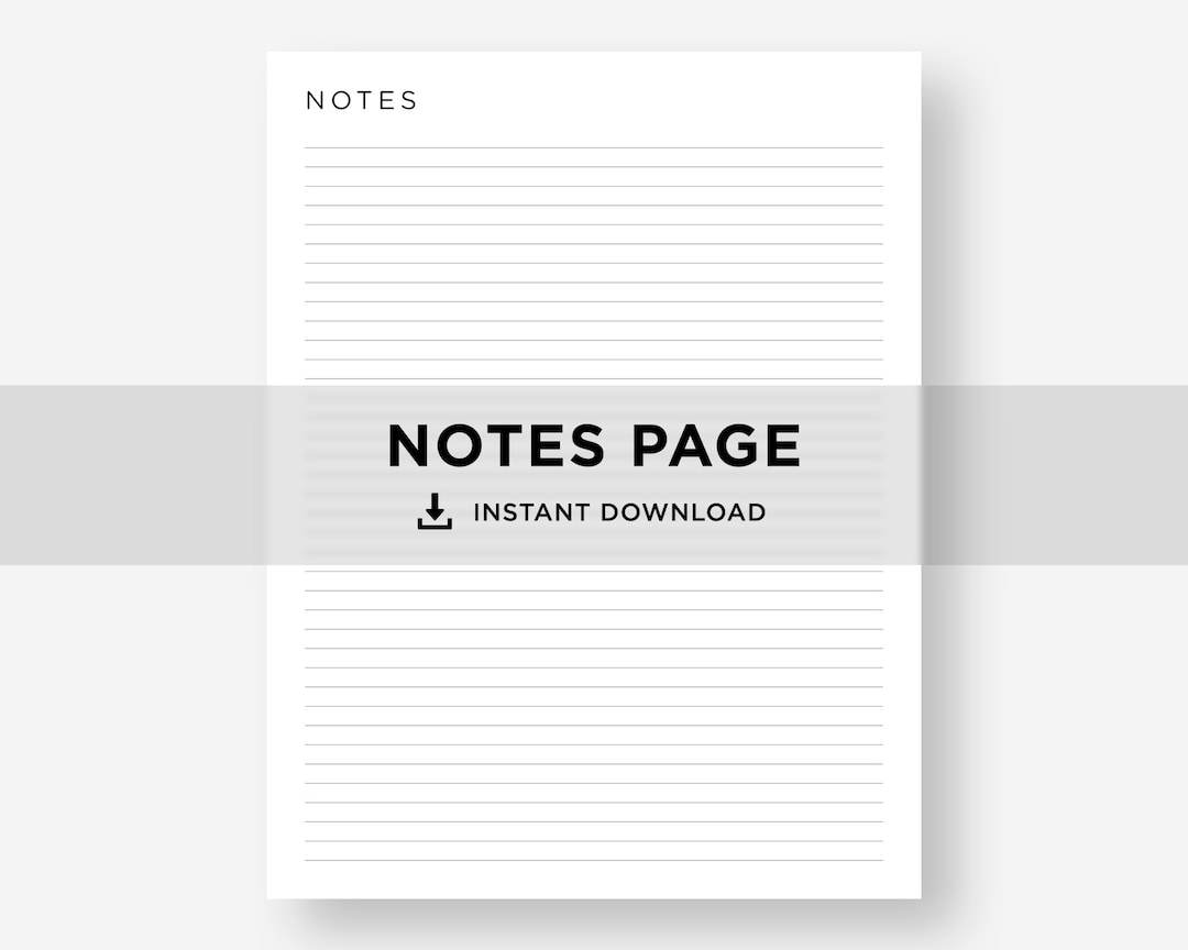 Printable Notes Page, Printable Lined Paper, Notetaking Page, College ...