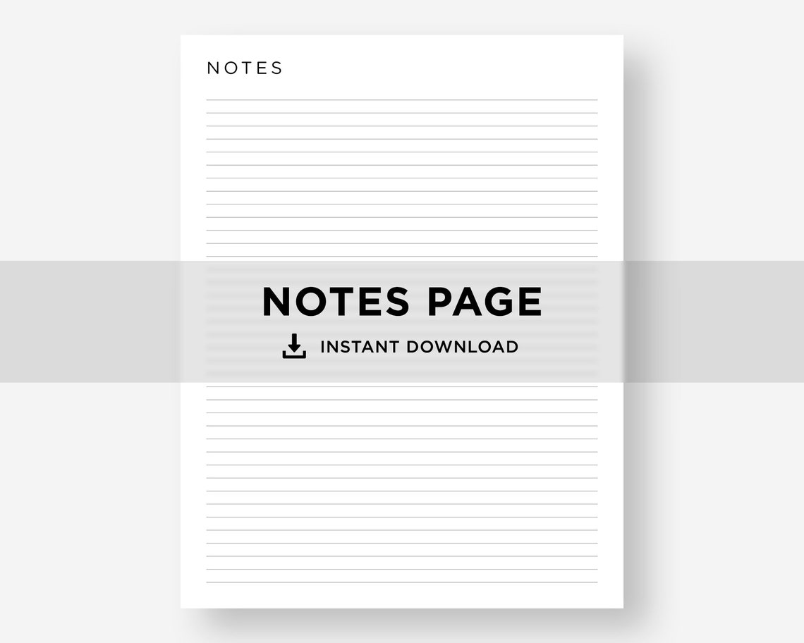 Printable Notes Page, Printable Lined Paper, Notetaking Page, College ...
