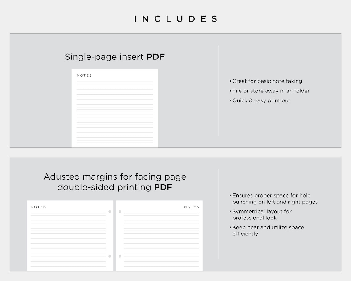 Printable Notes Page, Printable Lined Paper, Notetaking Page, College ...