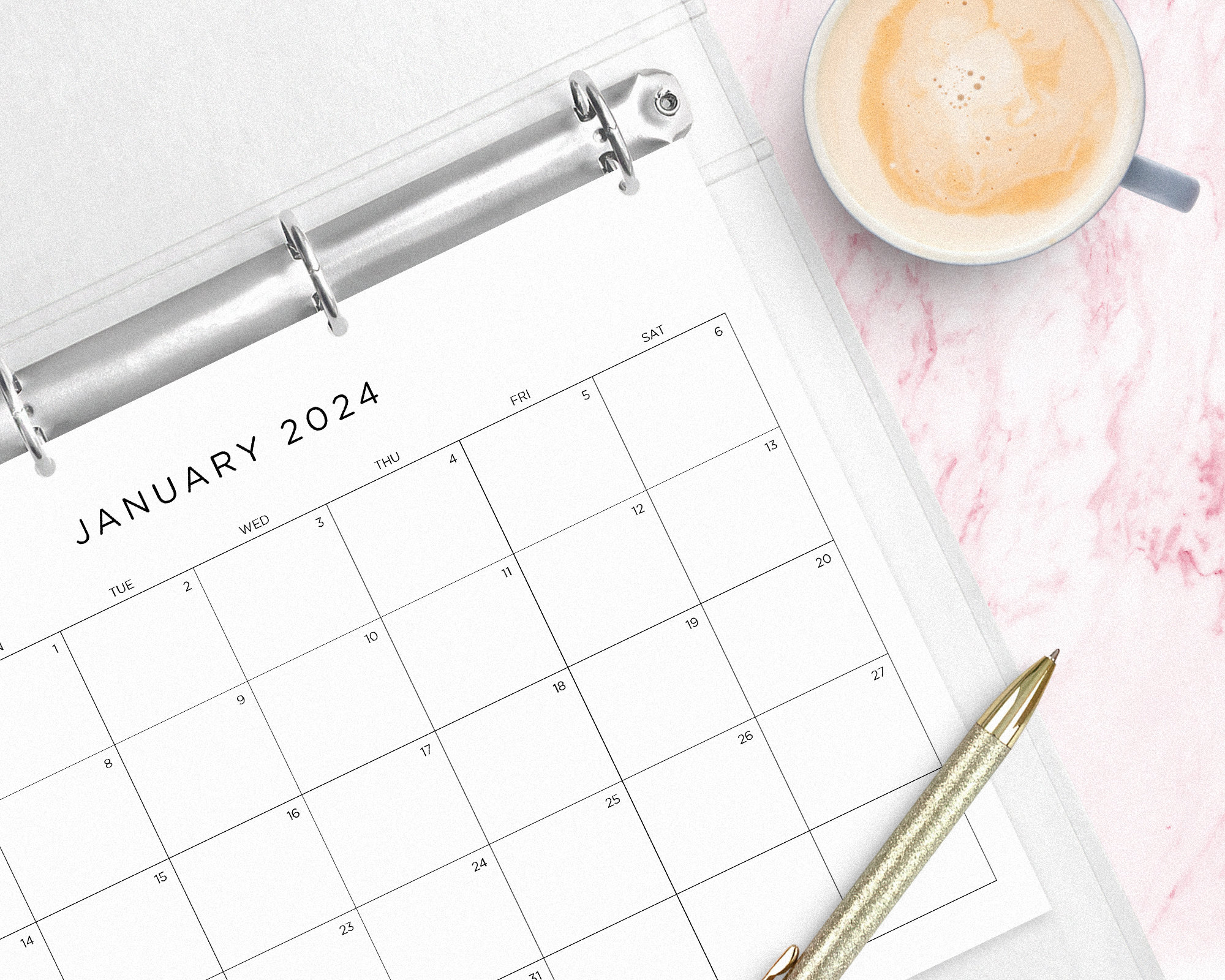 2024 Monthly Calendar Printable, 2024 Monthly Planner, Minimalist ...