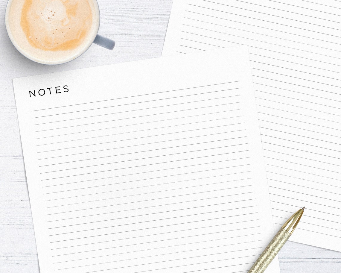 Printable Notes Page, Printable Lined Paper, Notetaking Page, College ...
