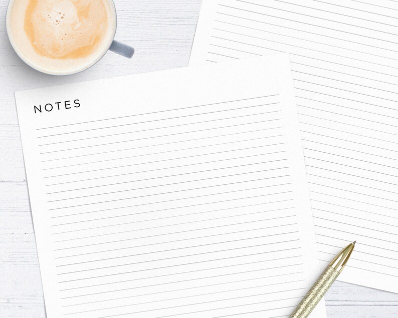 Printable Notes Page, Printable Lined Paper, Notetaking Page, College ...
