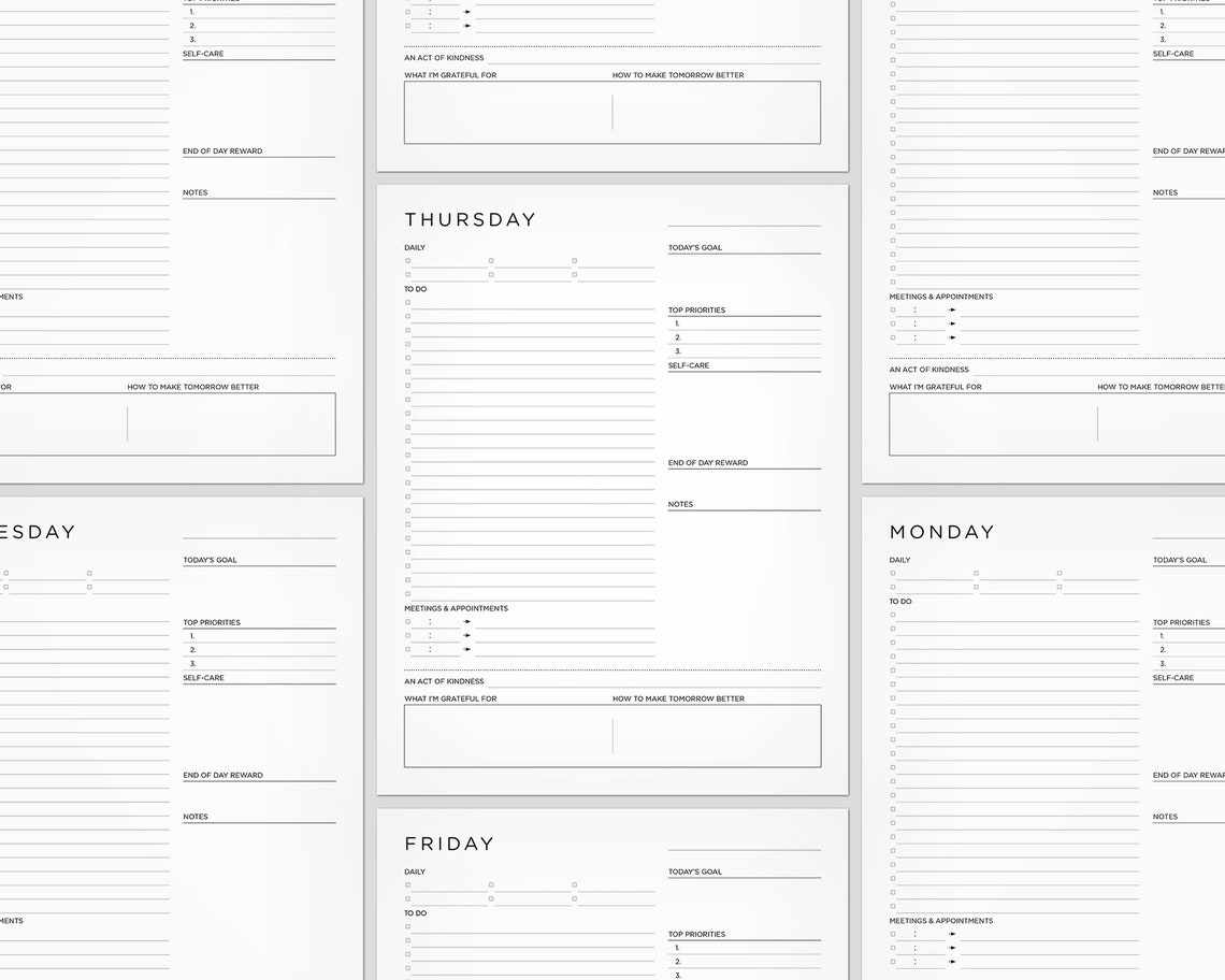 7 Day Planner Printable, Daily Planner Printable, to Do List ...