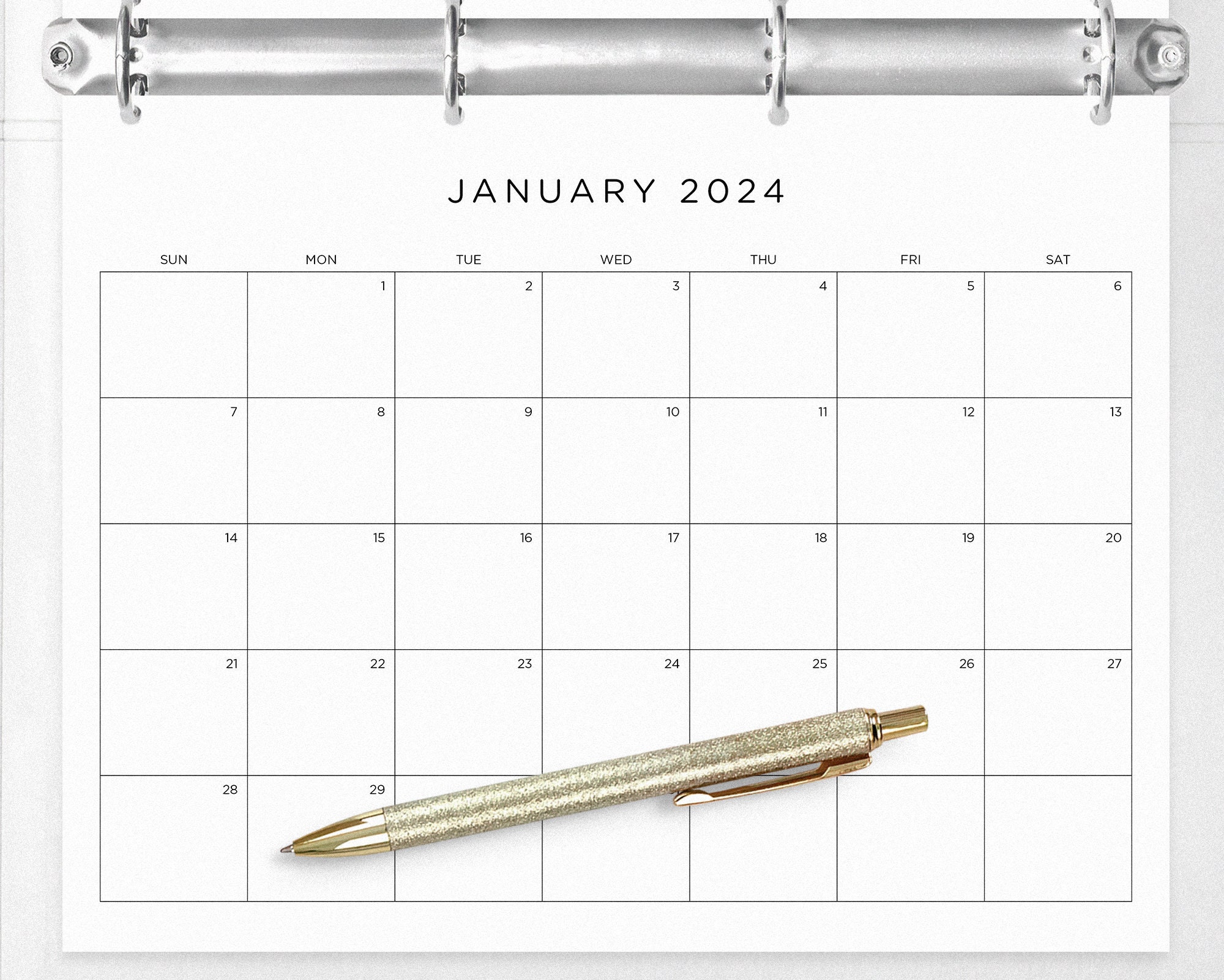 2024 Monthly Calendar Printable, 2024 Monthly Planner, Minimalist ...