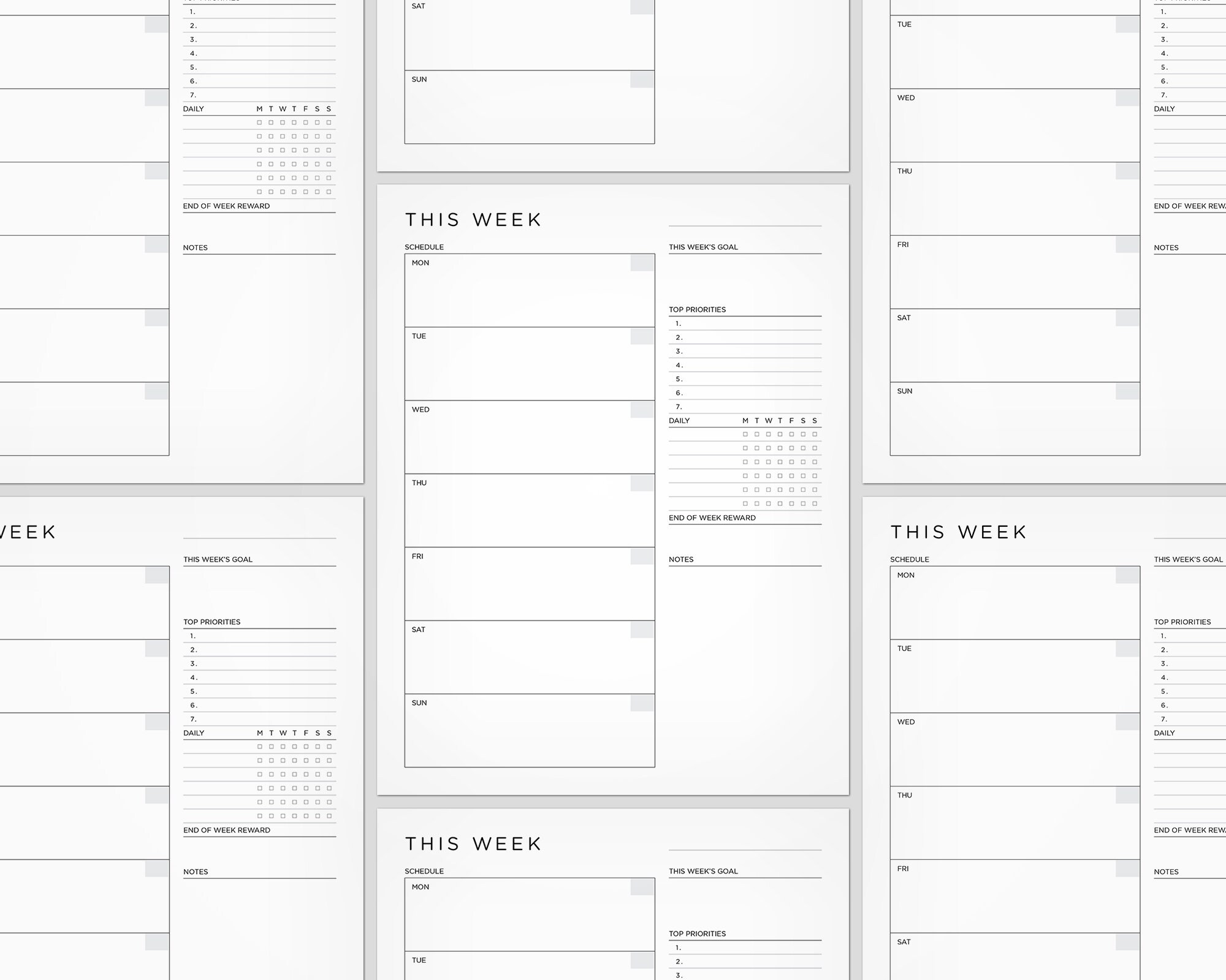 Printable Weekly Planner, Undated Weekly Agenda, Weekly Organizer to Do ...