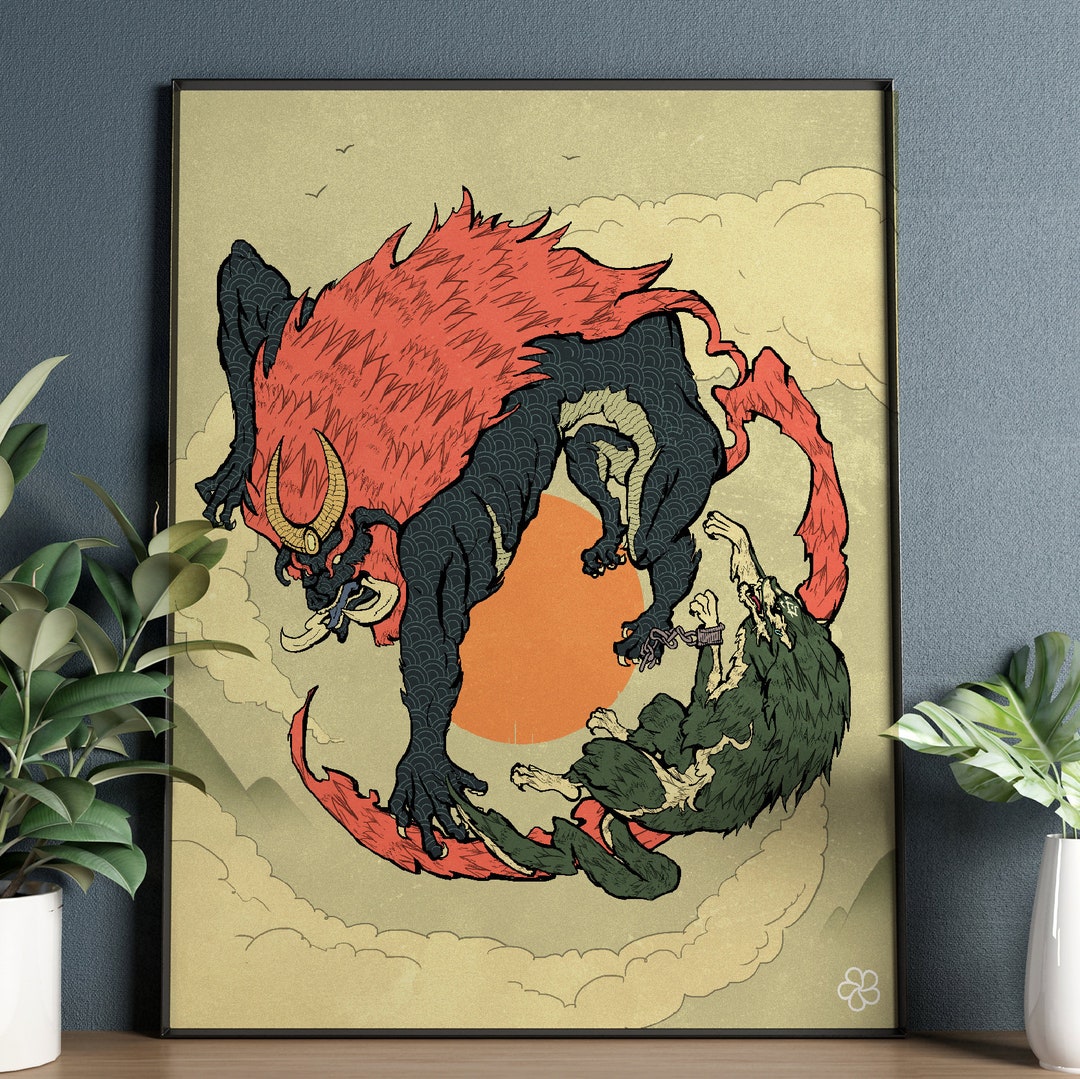 Wolf Link y Ganon estilo Ukiyo-e - Etsy España