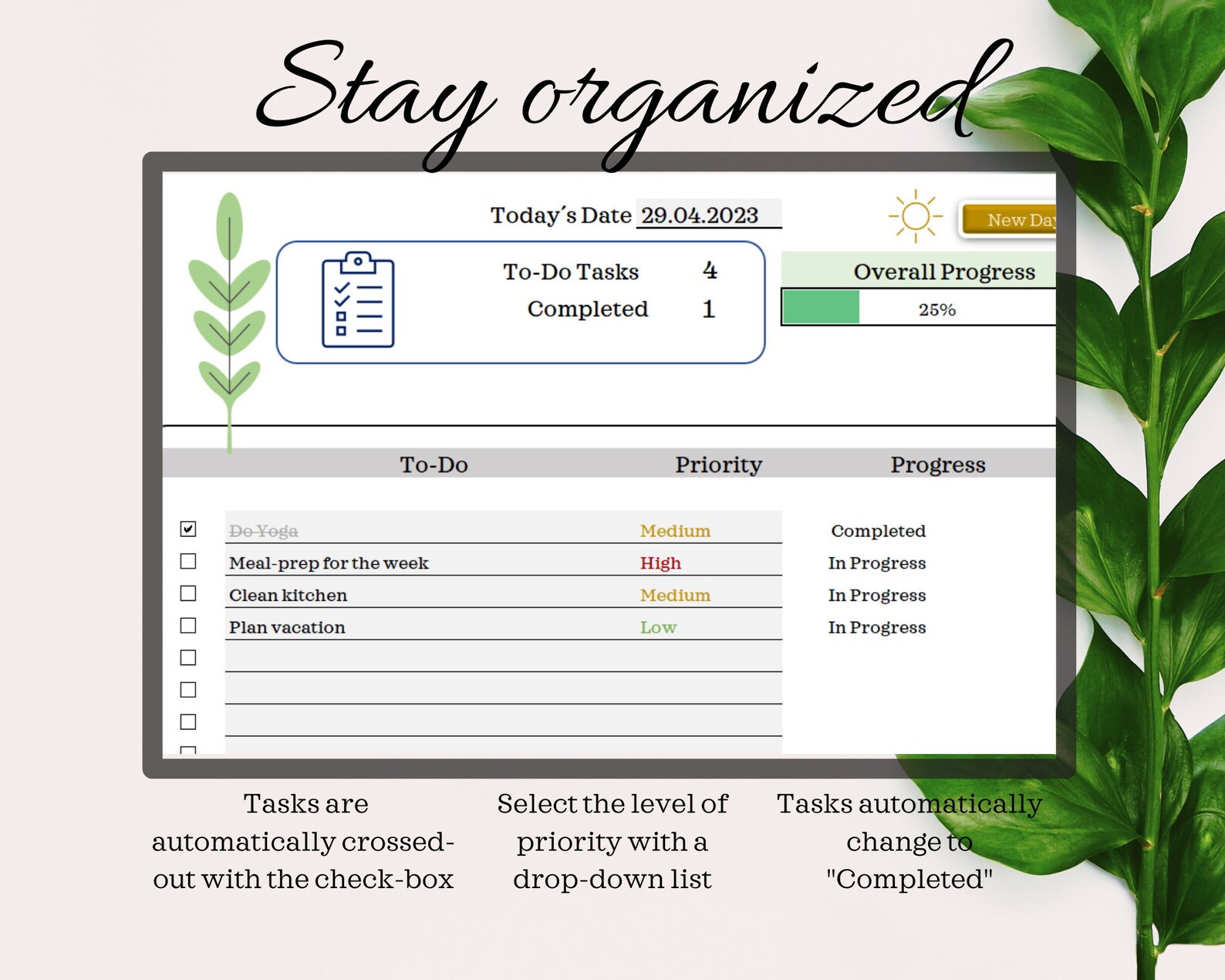 Excel to Do List Template, Digital Task Tracker, Daily to Do, Planner ...