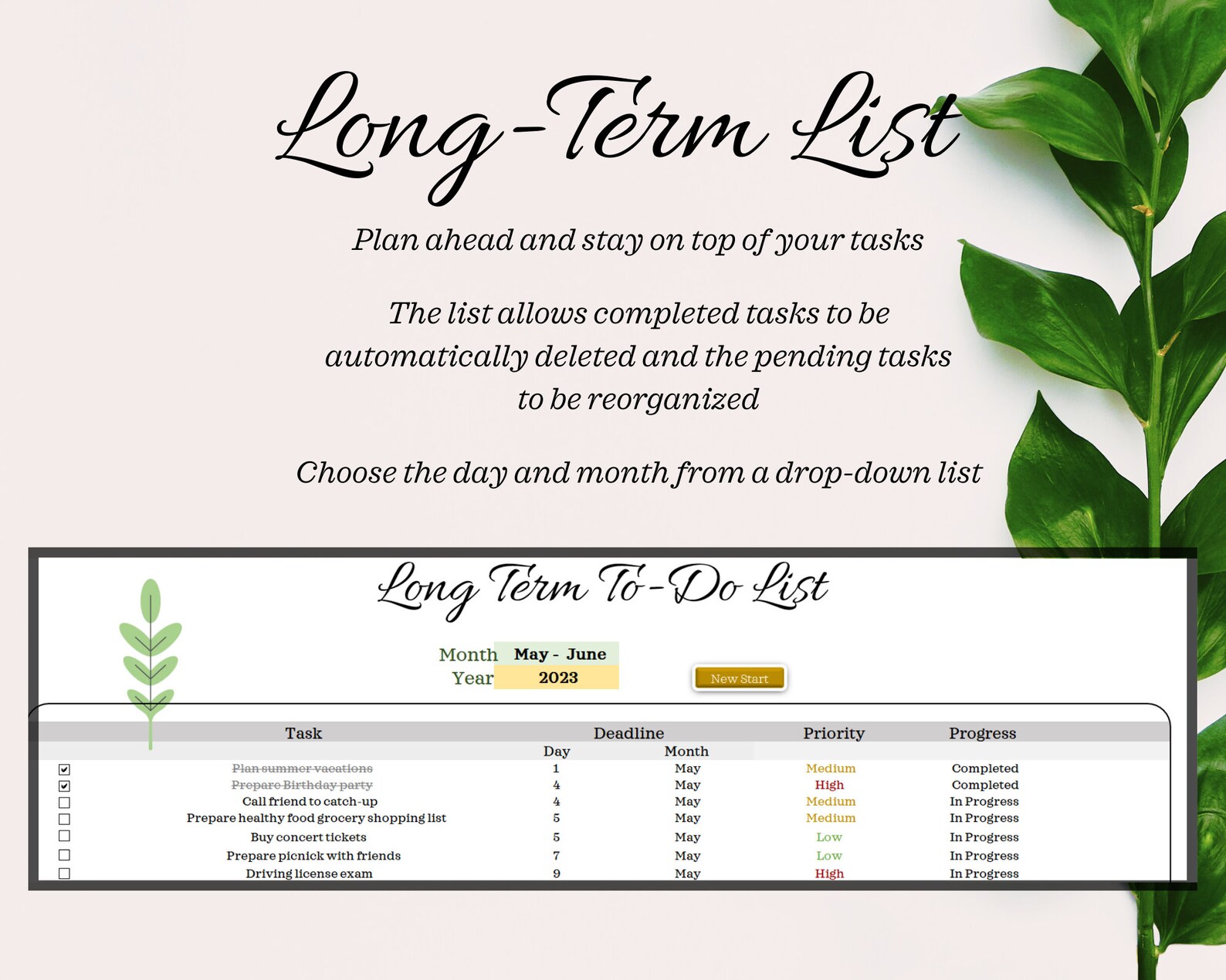 Excel to Do List Template, Digital Task Tracker, Daily to Do, Planner ...