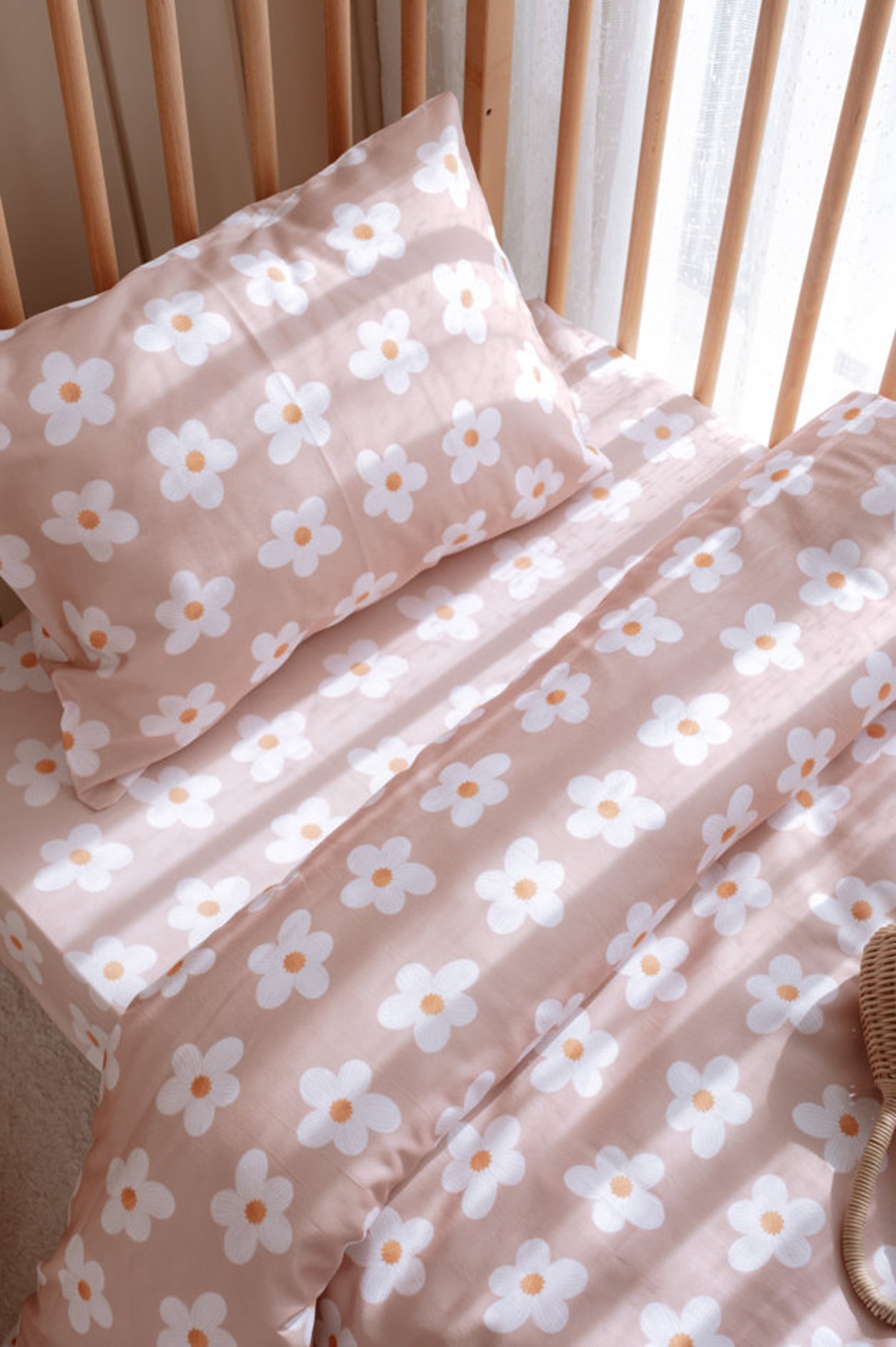 Daisy Duvet Cover Set, Boho Nursery Bedding Set, Crib Bedding, Toddler ...