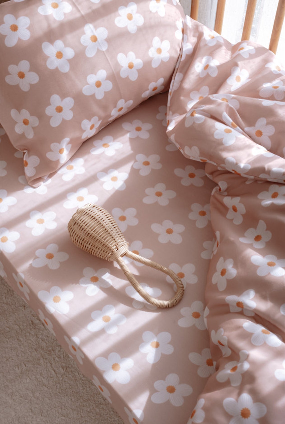 Daisy Duvet Cover Set, Boho Nursery Bedding Set, Crib Bedding, Toddler ...