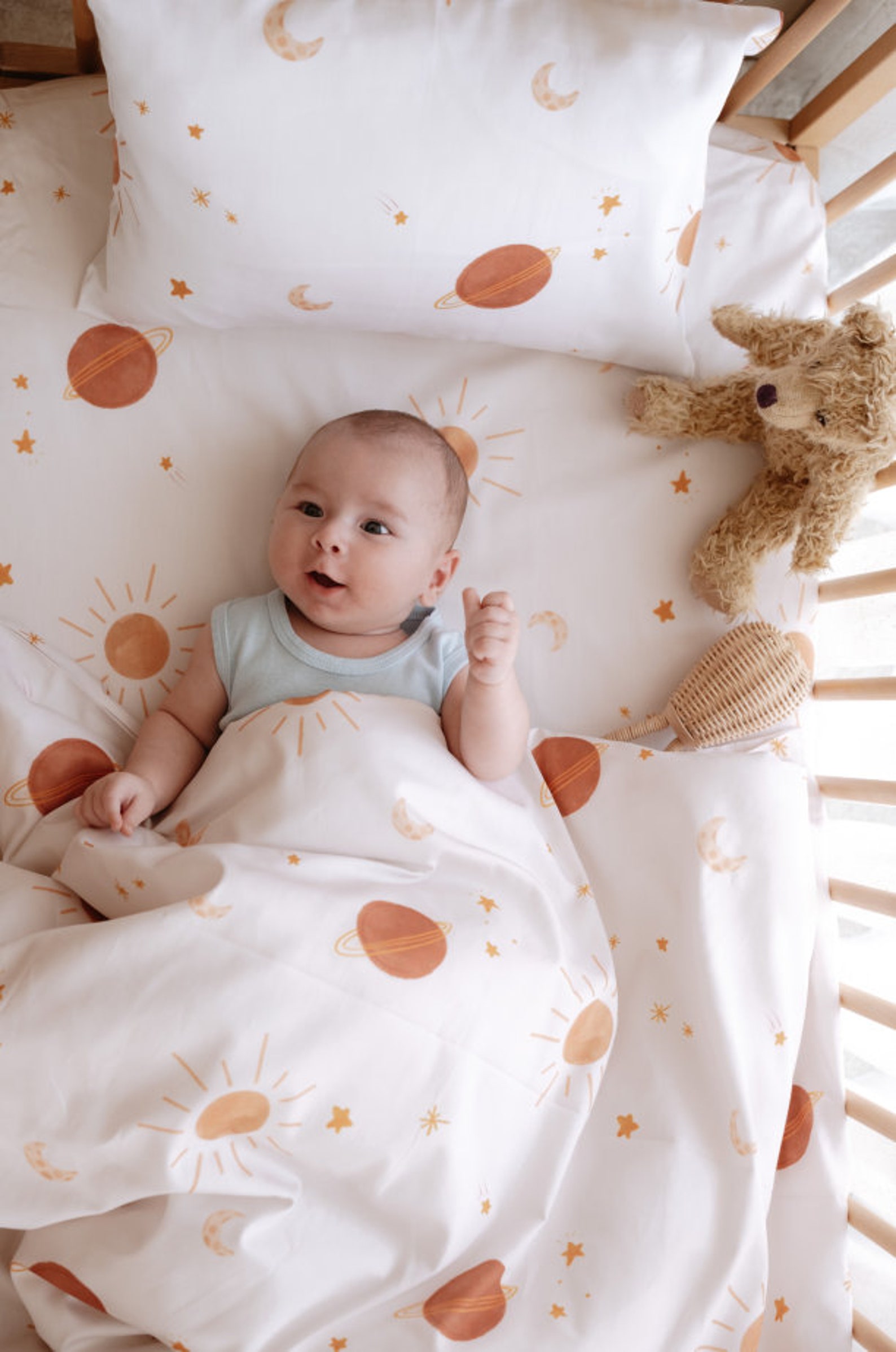 Sun Bedding, Planet Duvet Cover, Nursery Bedding, Organic Crib Toddler ...