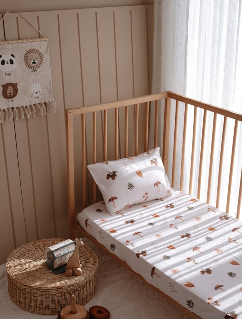 Organic Cotton Satin Fitted Baby Sheets - Forest Patterned Soft Crib ...