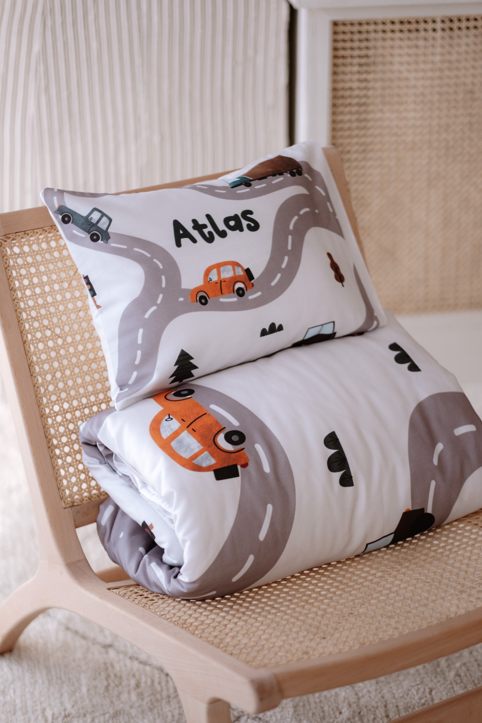 Personalized Cars Bedding, Boys Bedding, Name Pillowcase, Crib Baby ...