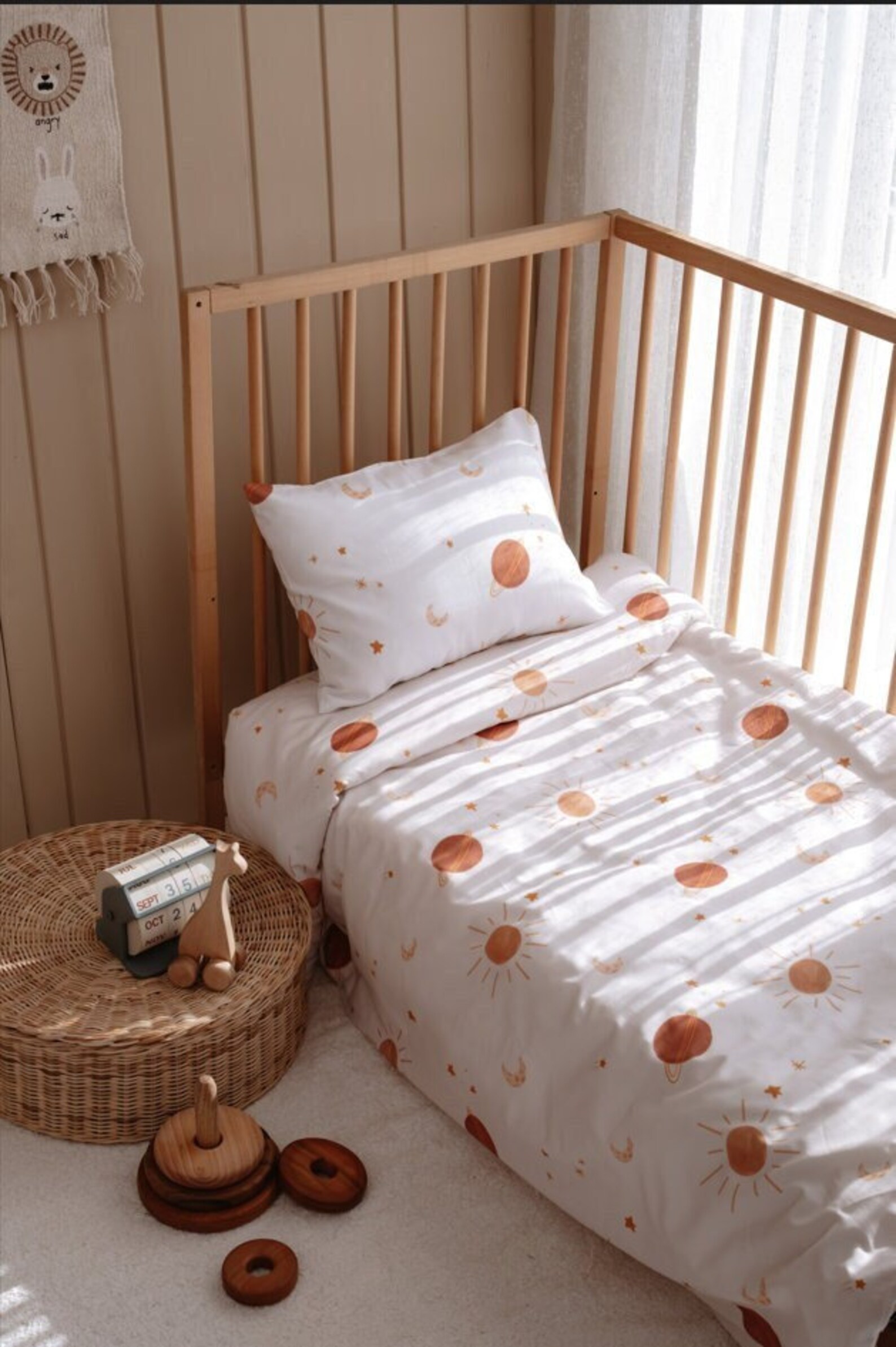 Sun Bedding, Planet Duvet Cover, Nursery Bedding, Organic Crib Toddler ...