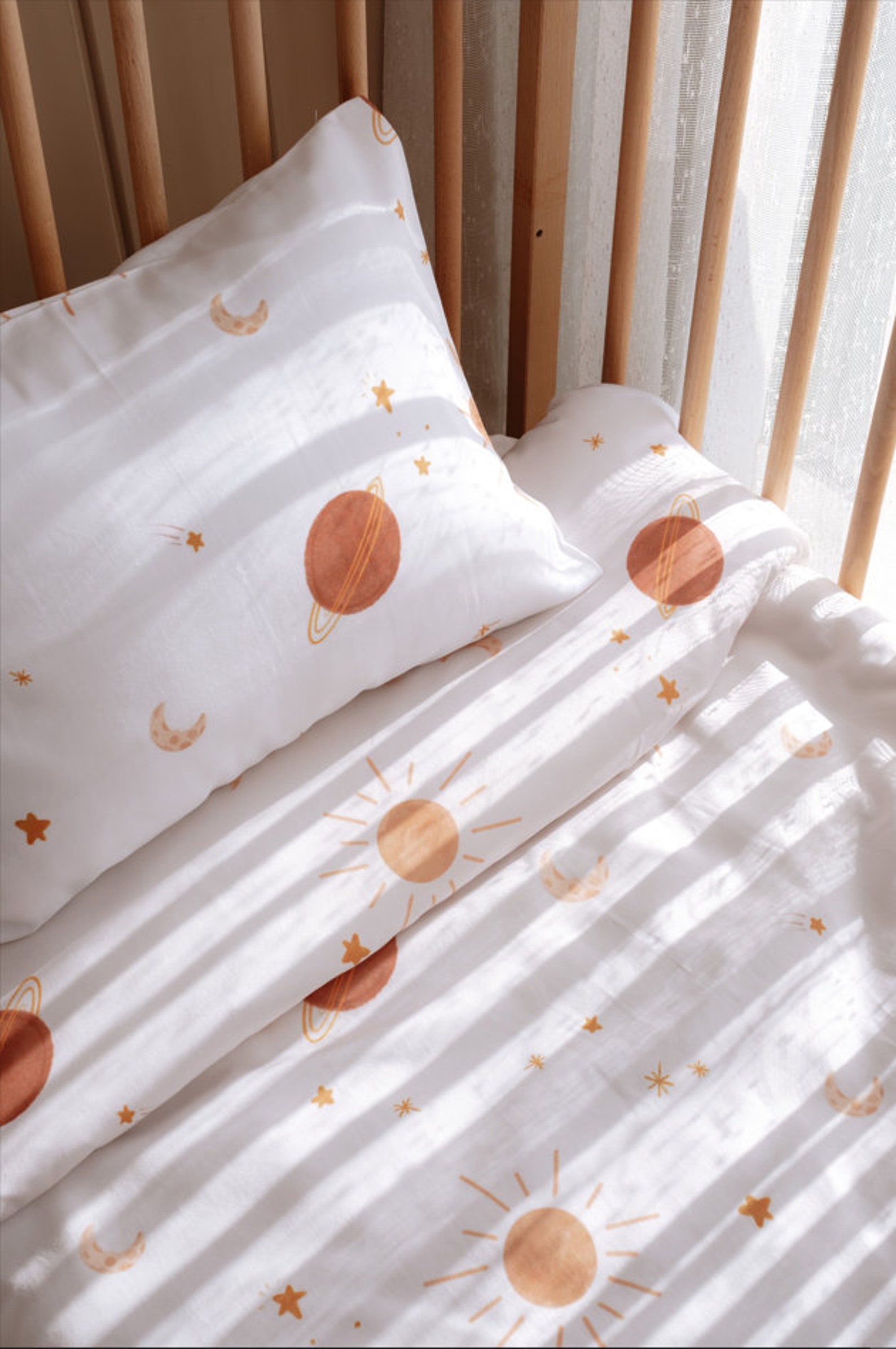Sun Bedding, Planet Duvet Cover, Nursery Bedding, Organic Crib Toddler ...