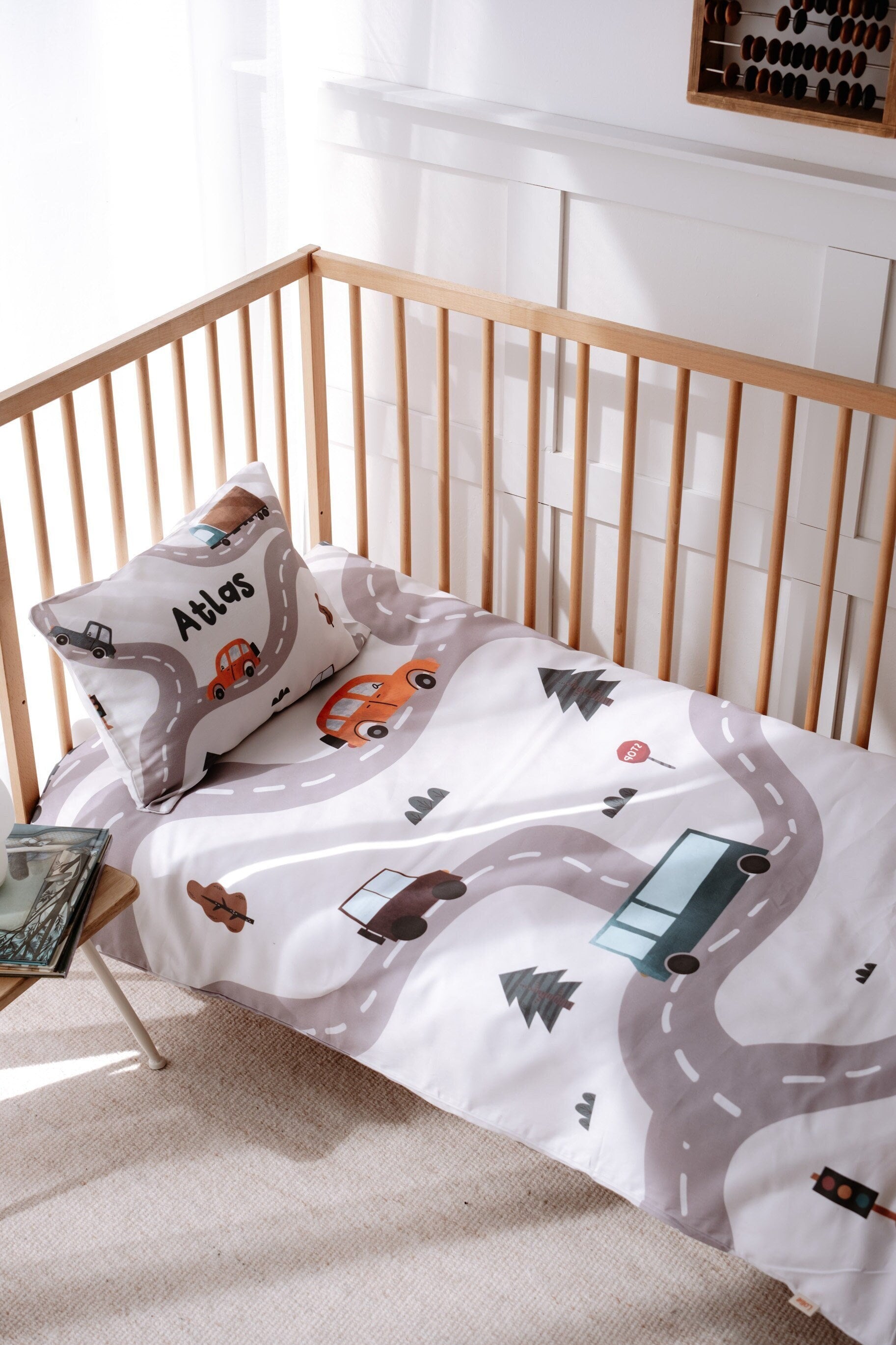Personalized Cars Bedding, Boys Bedding, Name Pillowcase, Crib Baby ...