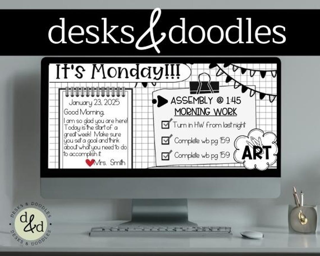 EDITABLE Black & White Classroom Slides | Morning Meeting Slides ...