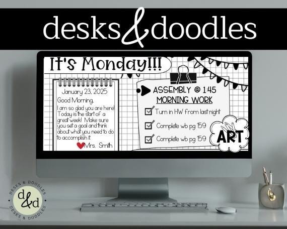 EDITABLE Black & White Classroom Slides | Morning Meeting Slides ...