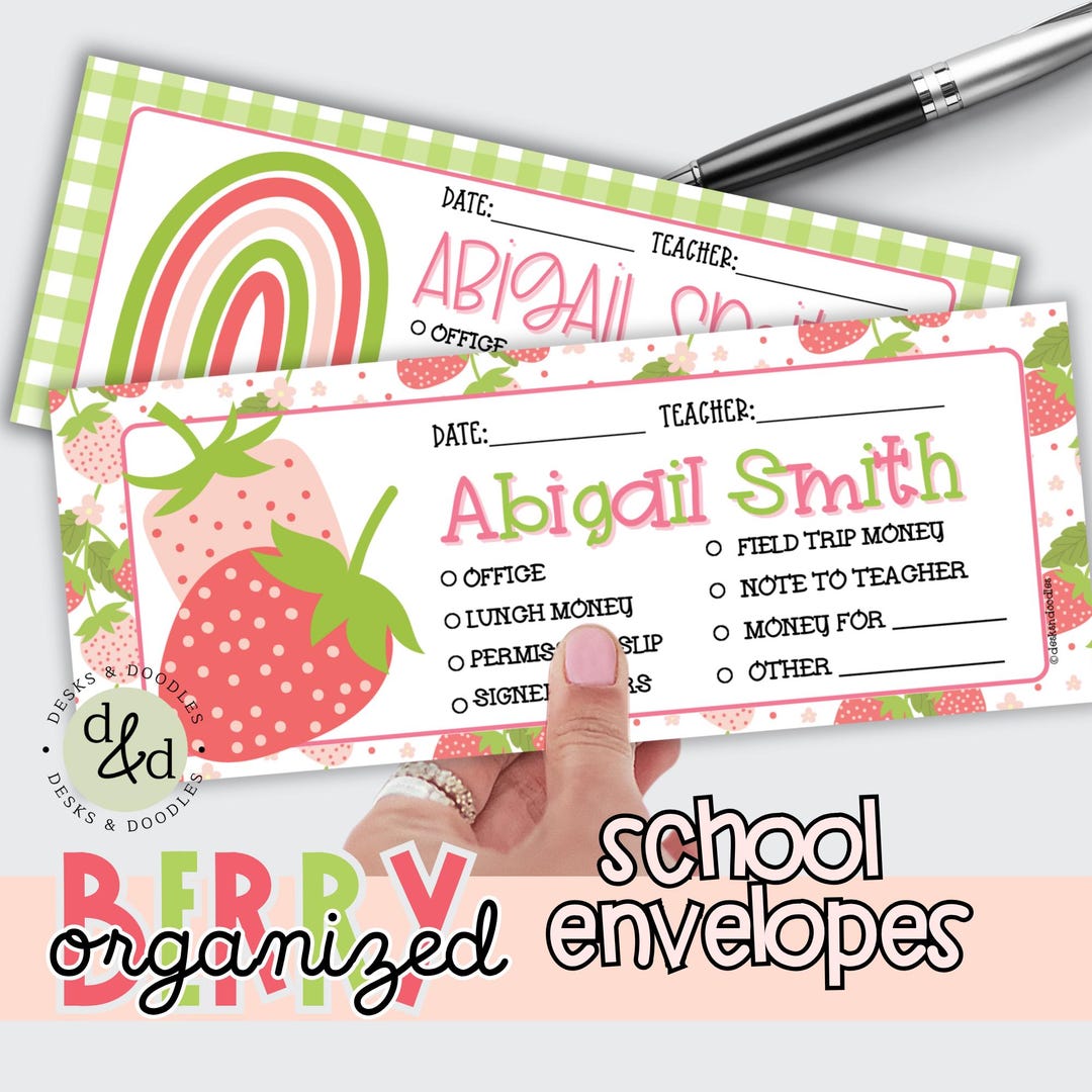 BERRY Organized Personalized School Envelopes | Printed School Money ...