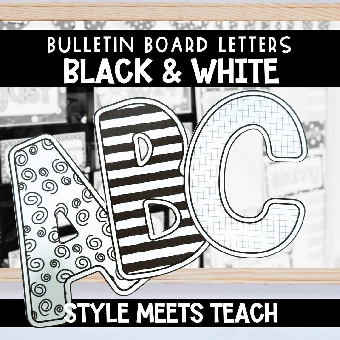 Black & White Bulletin Board Letters A-Z Bulletin Board Decor Teacher ...