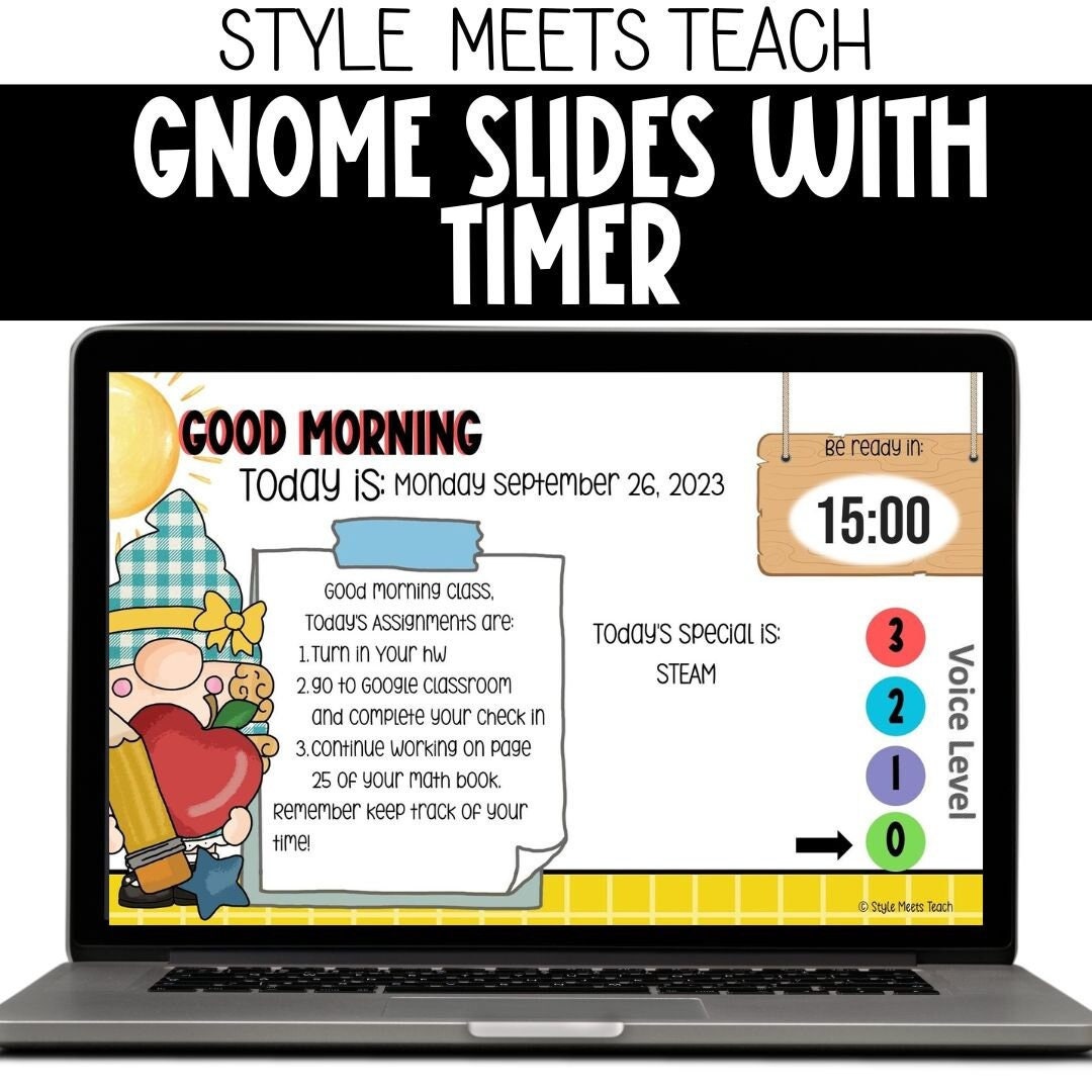 GNOME Morning Slides W/ 15 Min. Timer| Morning Message | EDITABLE - Etsy