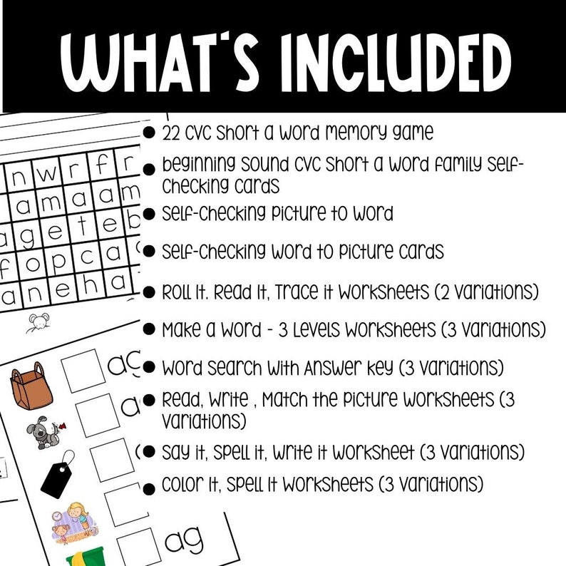CVC Short A Phonics Bundle Phonics Center Phonics Seat Work Phonics ...