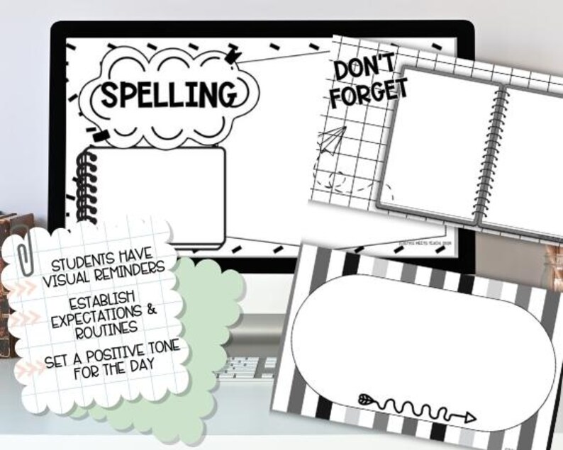 EDITABLE Black & White Classroom Slides | Morning Meeting Slides ...