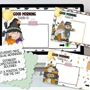 Fall Theme Gnome Morning Slides With Adjustable Timer| 50 + Varied Fall ...