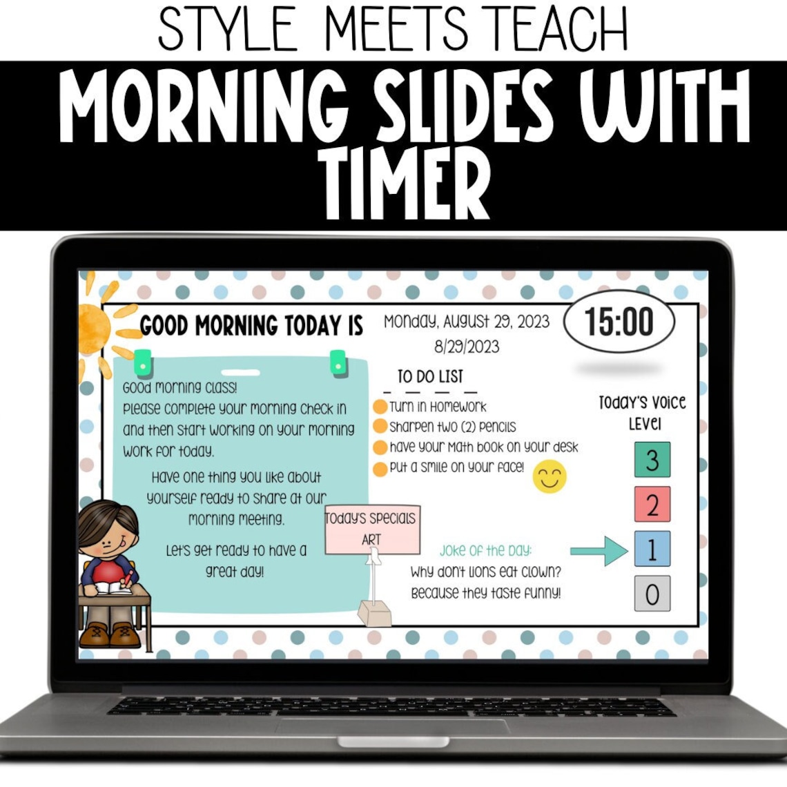 BOHO Morning Slides With 15 Min. Timer| Morning Meeting Slides| Morning ...