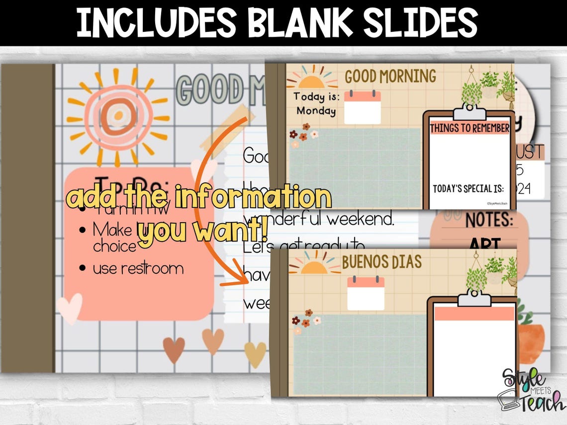 BOHO Morning Message Google Slides, Back to School, Good Morning Slides ...