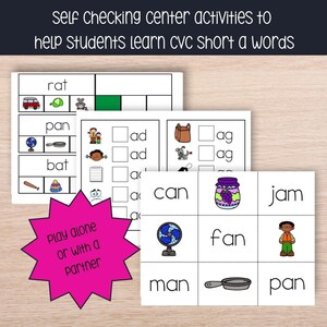 CVC Short A Phonics Bundle Phonics Center Phonics Seat Work Phonics ...