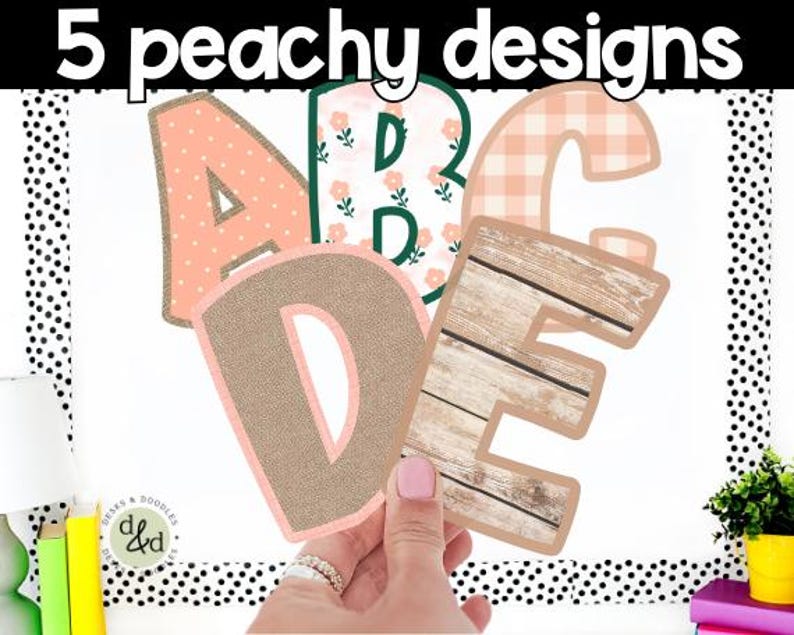 Peachy Classroom Letters: Bulletin Board Alphabet Decor (digital ...
