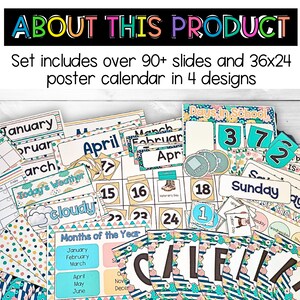 Bright Days Classroom Calendar Set With Weather, Patterns, Days of the ...