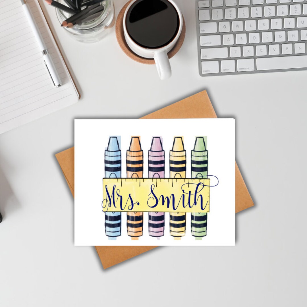 EDITABLE Watercolor Crayons Note Cards Teacher Note Cards Note Card ...