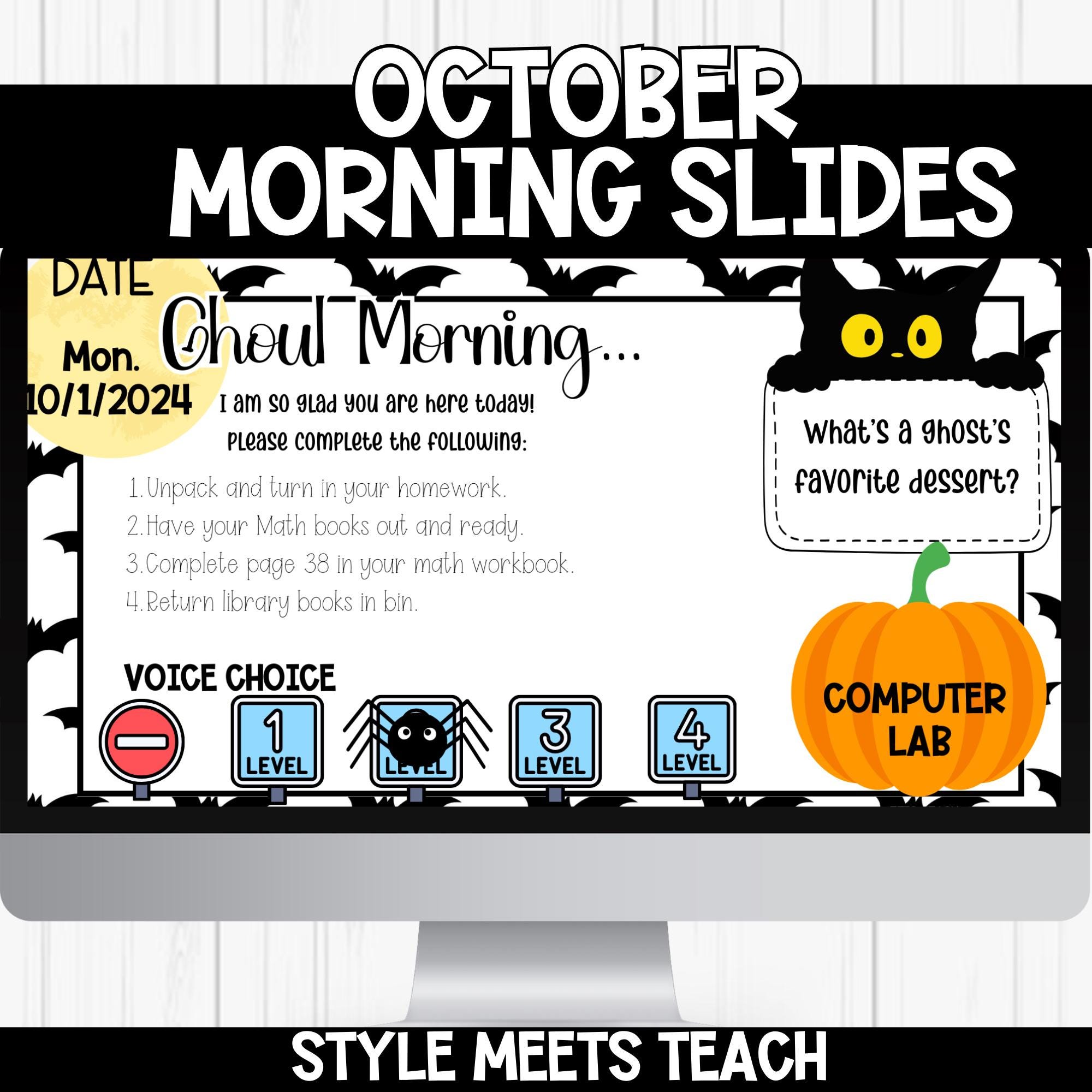 October Halloween Google Slides | Daily Classroom Resources With Timers ...