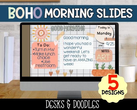 BOHO Morning Message Google Slides, Back to School, Good Morning Slides ...