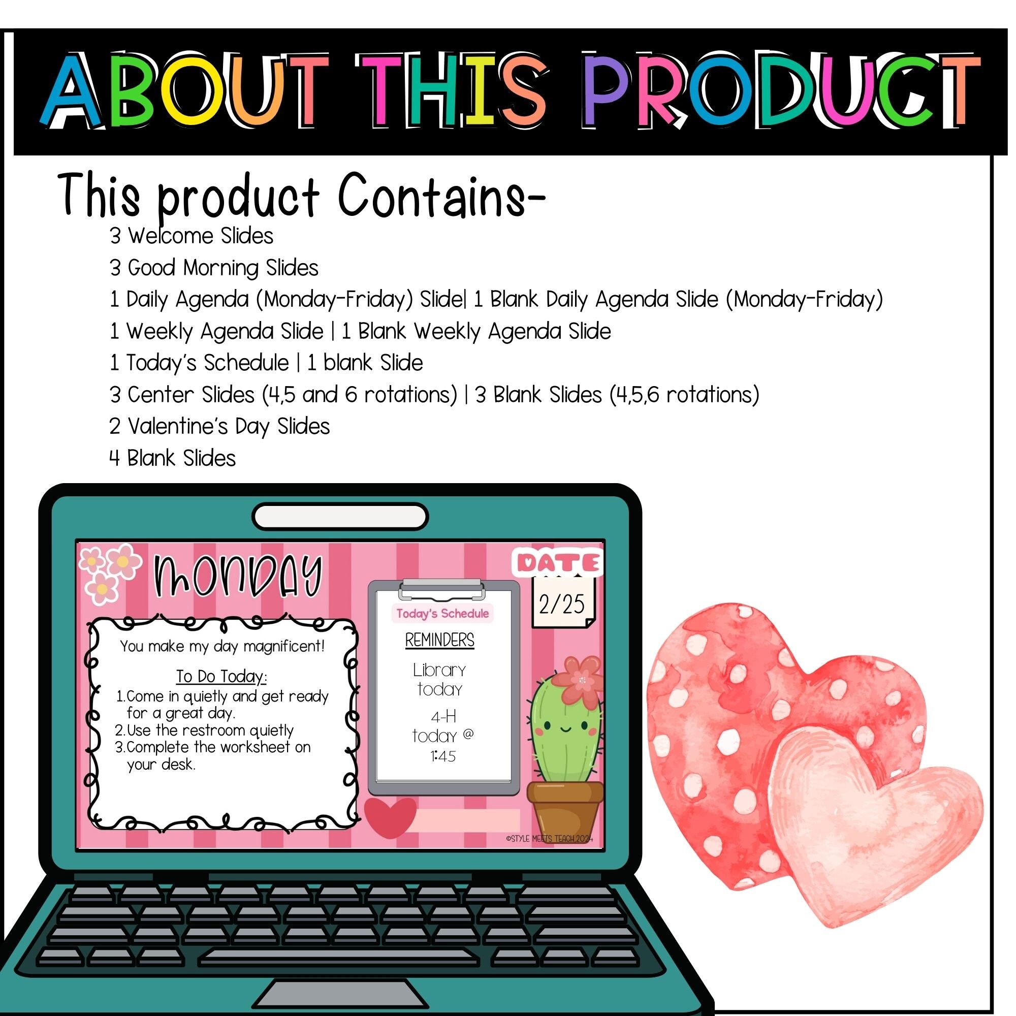 Valentine Themed Classroom Slides for February| Greeting| Morning ...