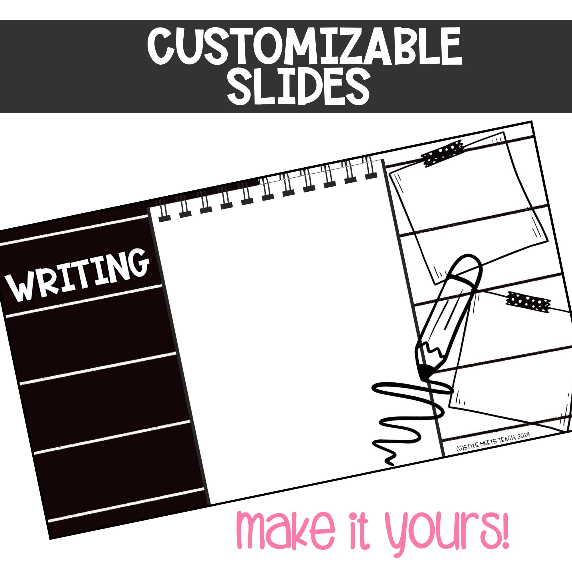 EDITABLE Black & White Classroom Slides Morning Meeting Slides ...