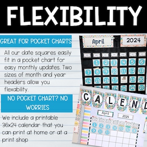 Bright Days Classroom Calendar Set With Weather, Patterns, Days of the ...
