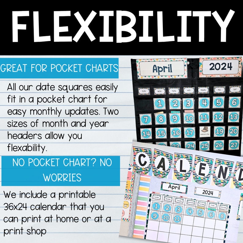 Bright Days Classroom Calendar Set With Weather, Patterns, Days of the ...