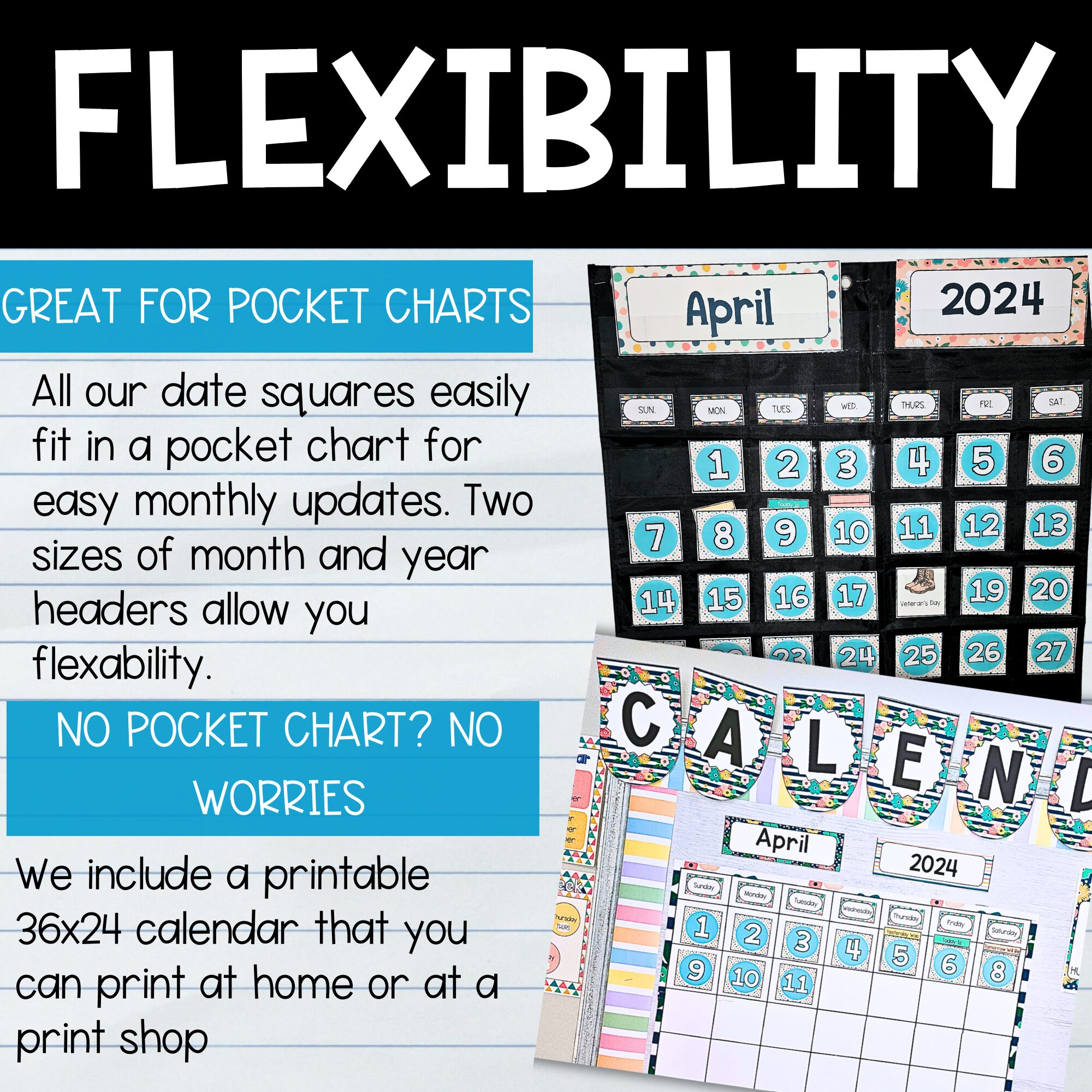 Bright Days Classroom Calendar Set With Weather, Patterns, Days of the ...