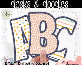 Boho / Retro PRINTABLE Bulletin Board Letters - Etsy