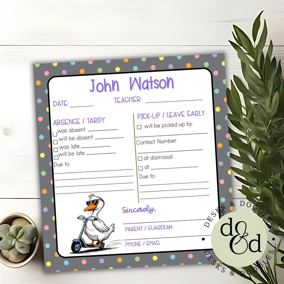 Parent Notes School Communication| School Excuse From Parents | Absence ...
