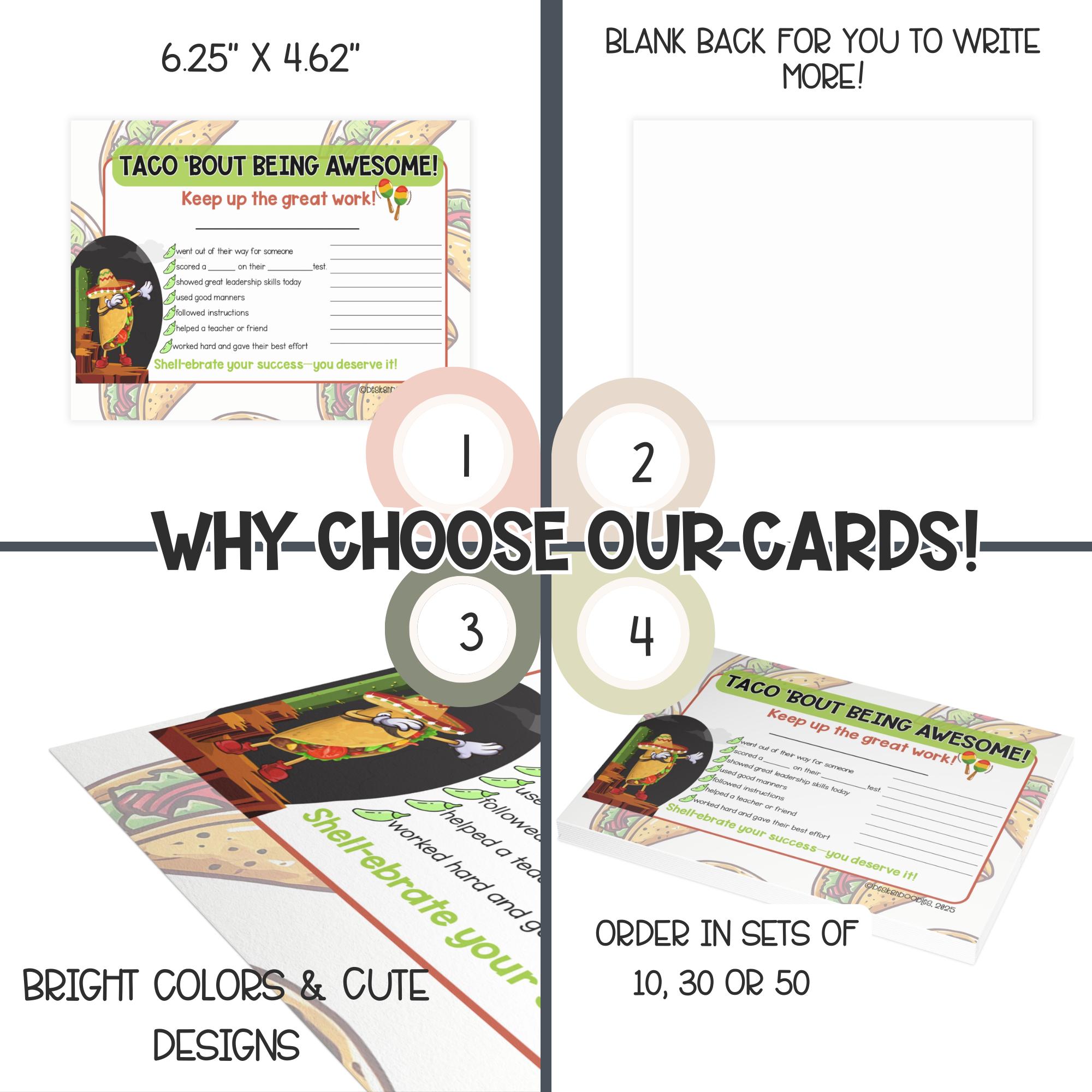 Teacher Brag Notes Printable - Taco ‘bout Being Awesome Student Reward ...