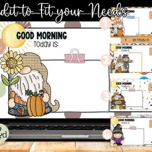 Fall Theme Gnome Morning Slides With Adjustable Timer| 50 + Varied Fall ...