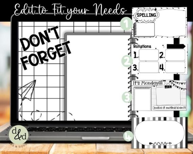 EDITABLE Black & White Classroom Slides | Morning Meeting Slides ...