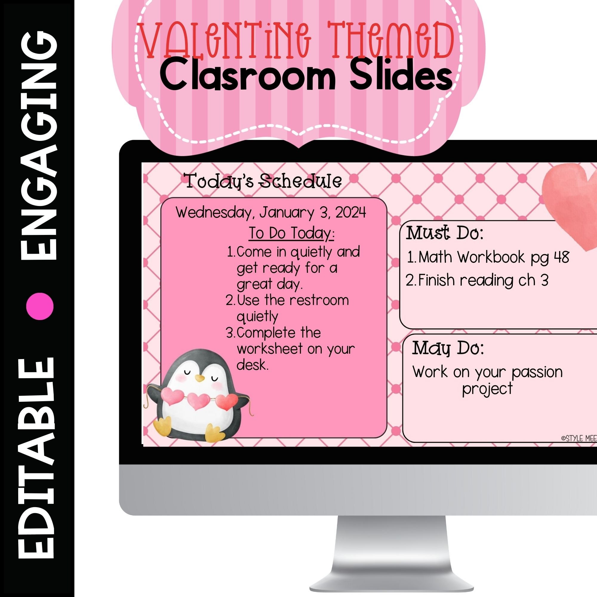 Valentine Themed Classroom Slides for February| Greeting| Morning ...