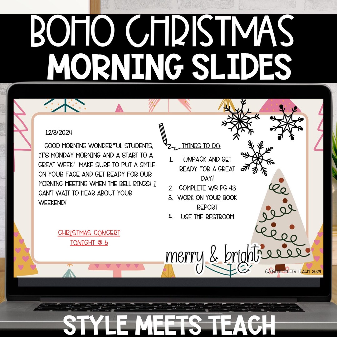 BOHO Christmas/winter Good Morning - Morning Meeting Slides for ...