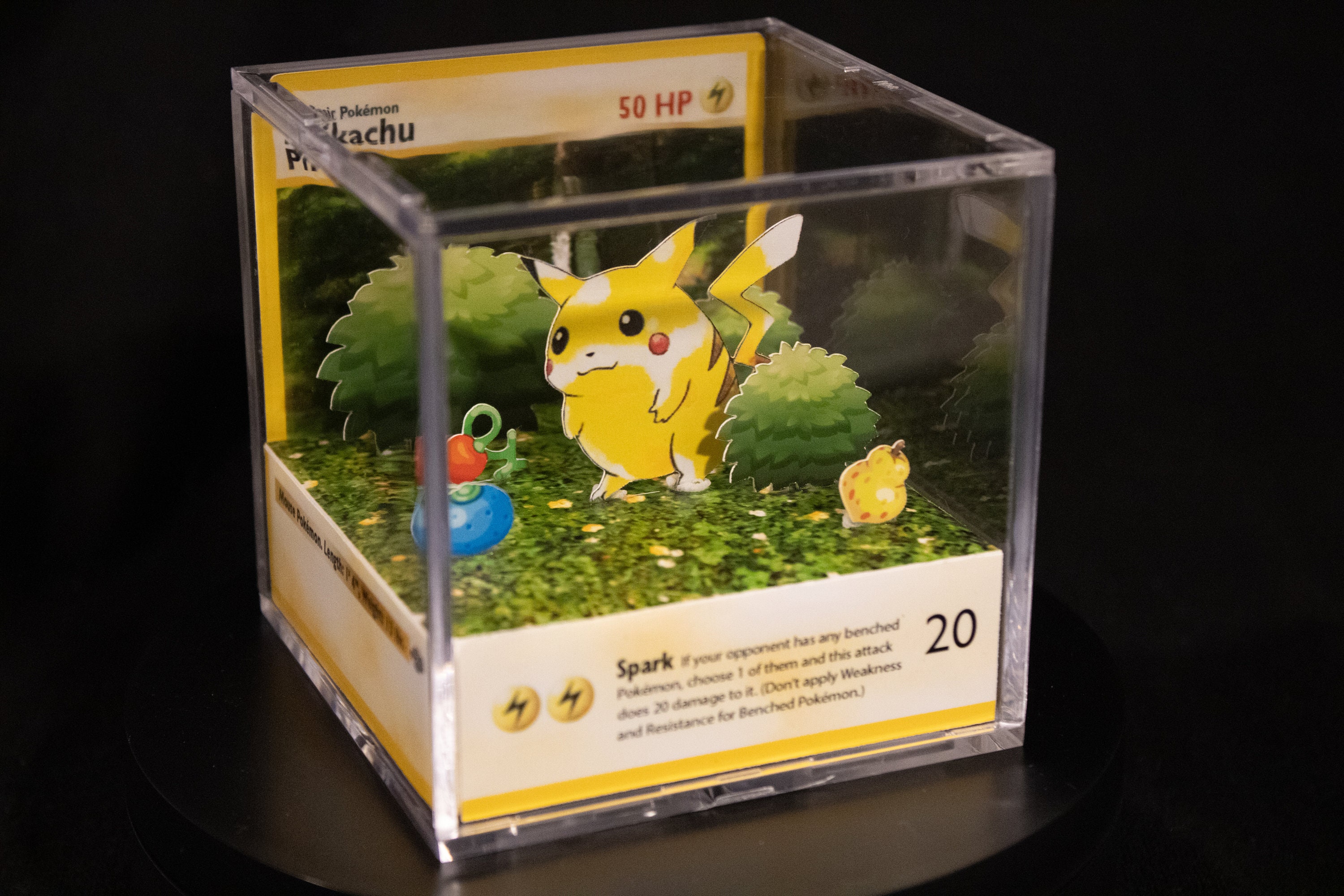 Collectible 3D Pokemon Cube Diorama Jungle Edition Pikachu Card Perfect ...